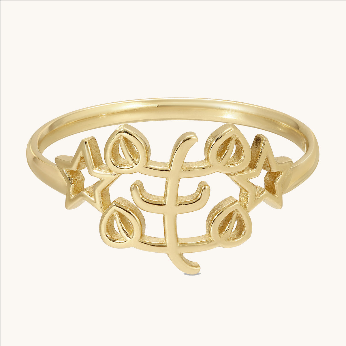 Petite Cut Out Baha’i Ringstone Symbol Ring - 14K Gold Handcrafted Jewelry