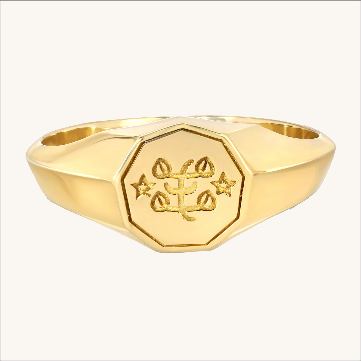Bahá'í Ringstone Symbol Nonagon Signet Ring - Unisex | OTY Jewelry